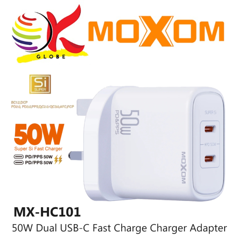 MOXOM MX-HC101 USB-C PD 50W SUPER SI FAST CHARGER ADAPTER WITH PD 50W ...