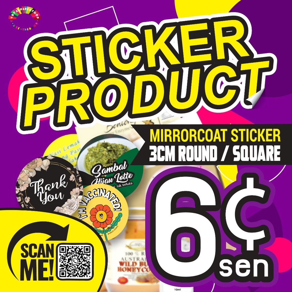3 CM MIRRORKOTE STICKER /DIGITAL PRINT/STICKER LABEL PRODUK/STICKER ...