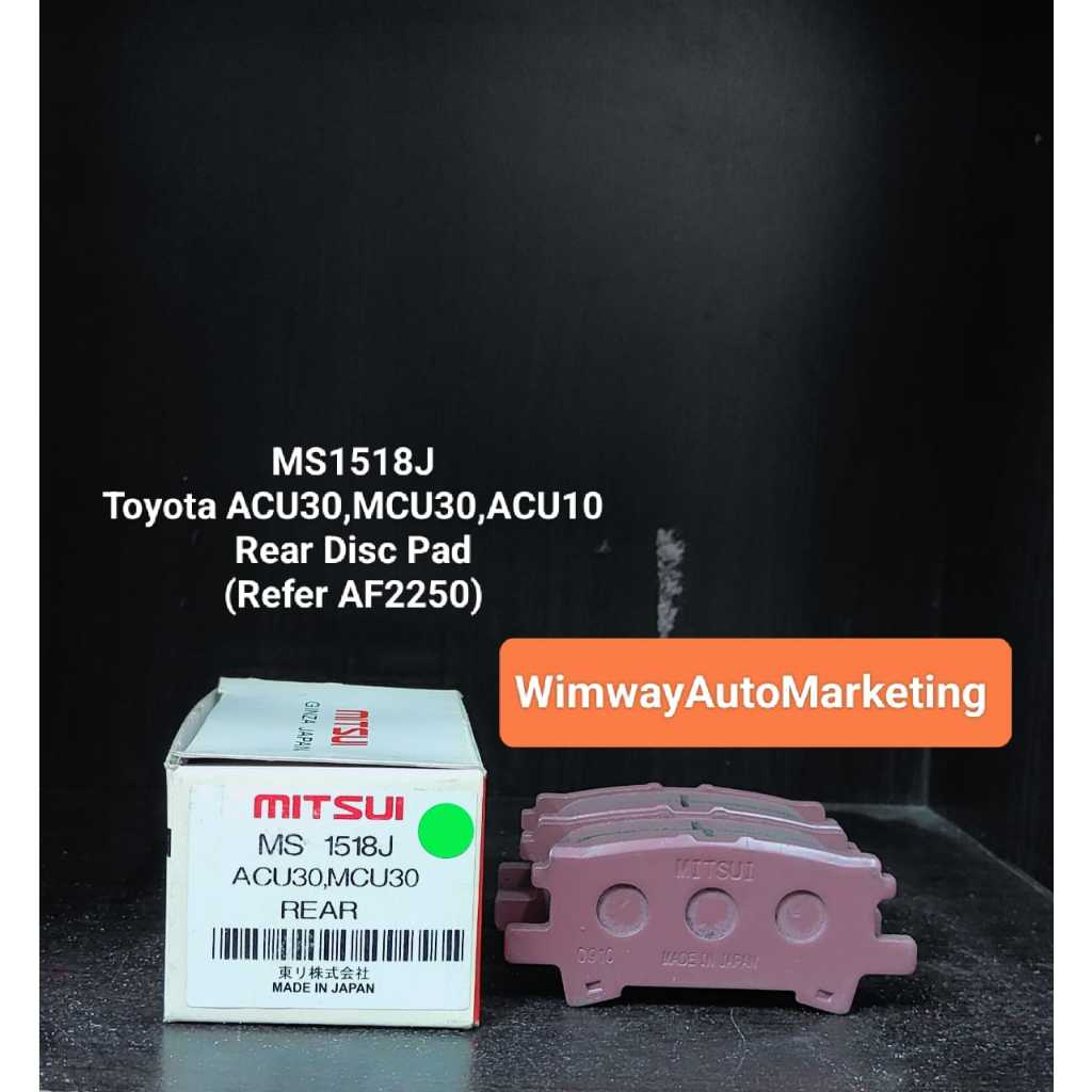 STOCK CLEARANCE !!! TOYOTA ACU30,MCU30,ACU10 REAR DISC PAD [ MITSUI ...