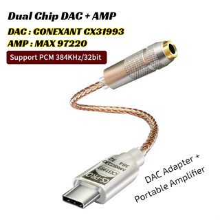 Hi-DAC USB Type-C to 3.5mm Earphone Adapter HiFi AUX Audio Jack Realtek ALC5686 Chip 32bits ...