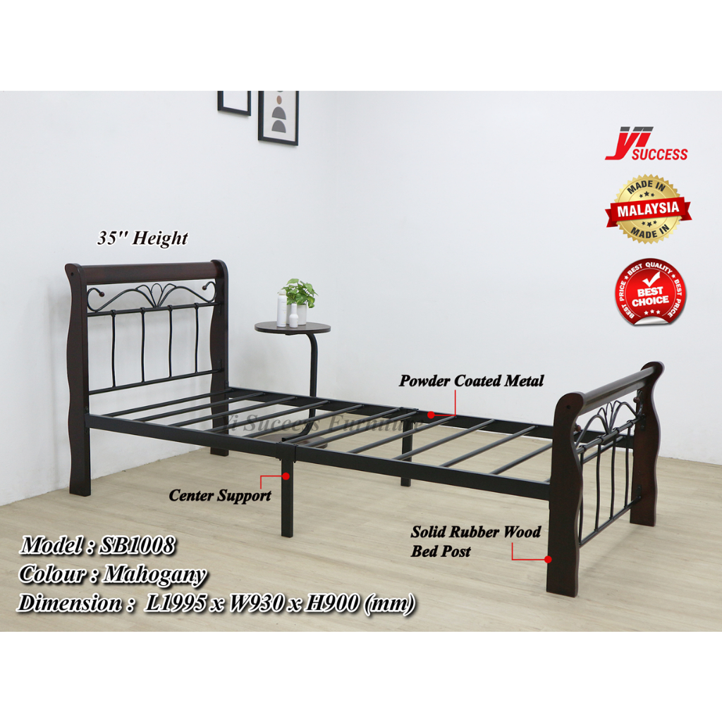 Yi Success Gummy Wooden Metal Single Bed Frame / Solid Wood Single Bed ...