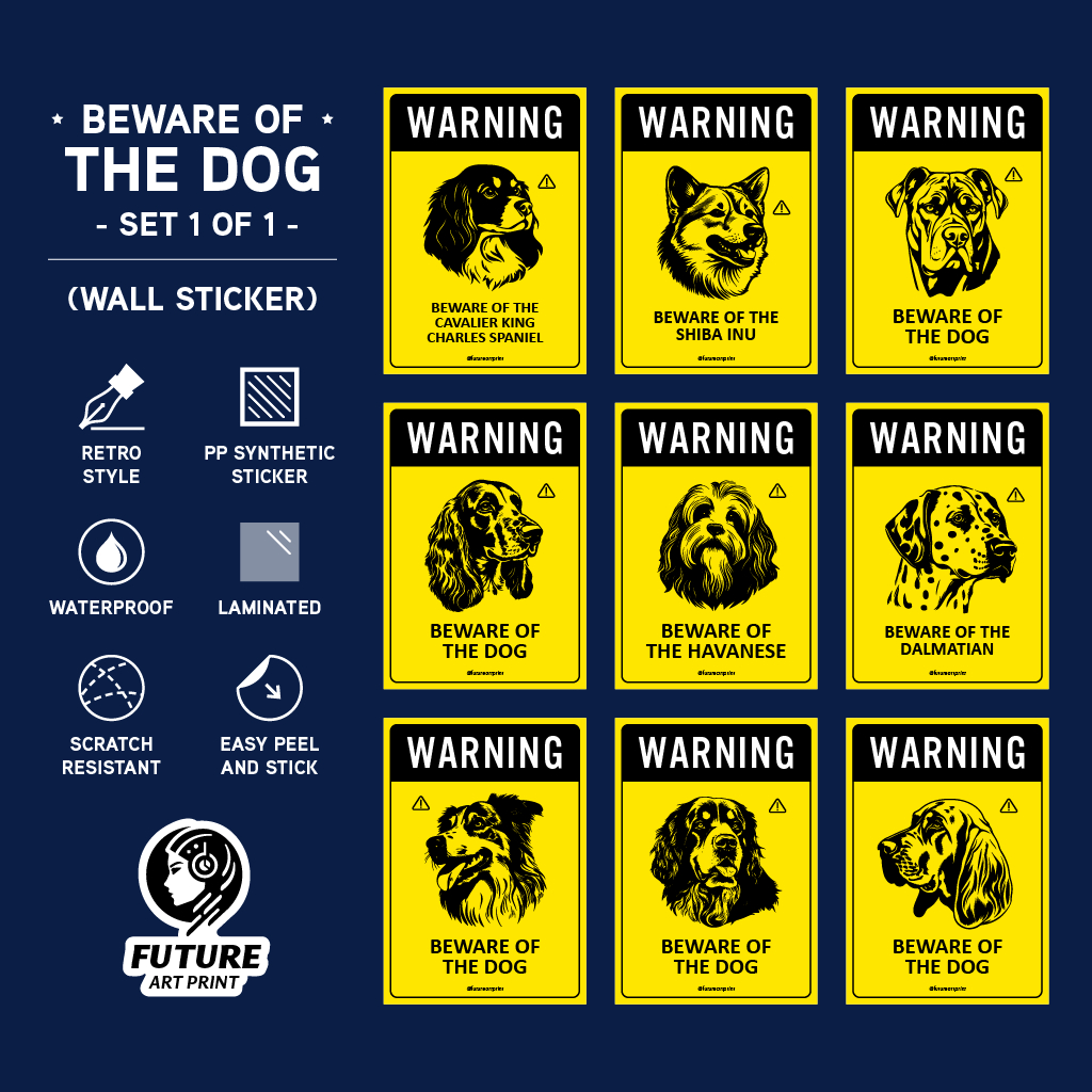 Beware of the Dog. Premium Sticker Sign Warning Caution Danger Signage ...