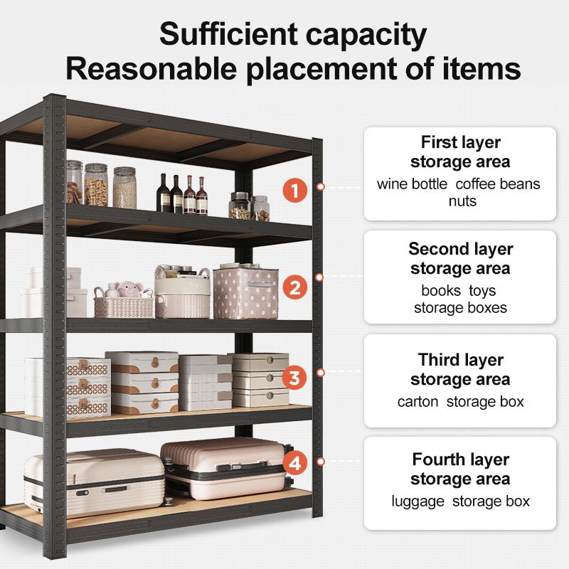💖Adjustable💖4/5 Tier Metal Boltless Rack Home Kitchen Store Storage ...
