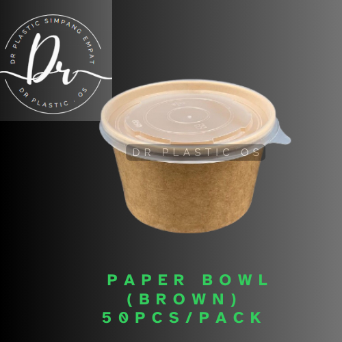 850ml Paper Bowl with Lid ( 50pcs± ) Brown - 850 ml - Disposable Paper ...
