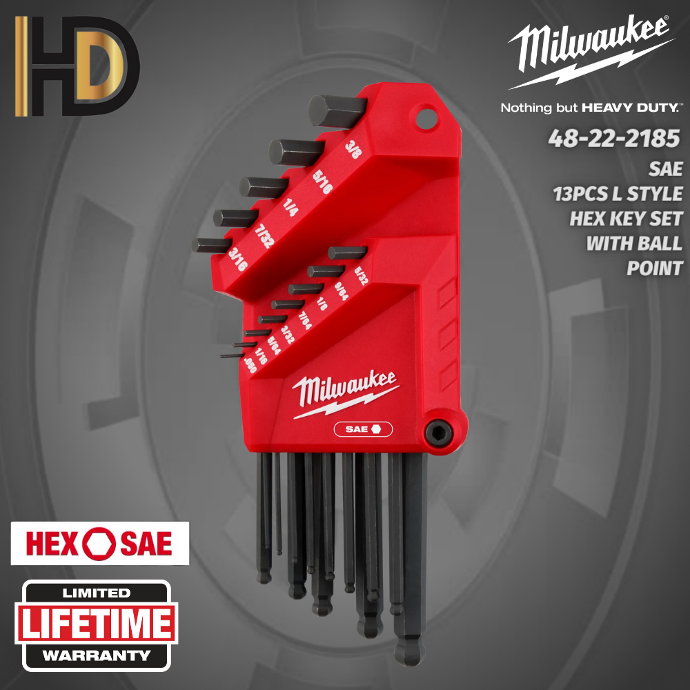 Milwaukee SAE L Type Hex Key Set With Ball Point / 13 Pcs Hex Key Set ...