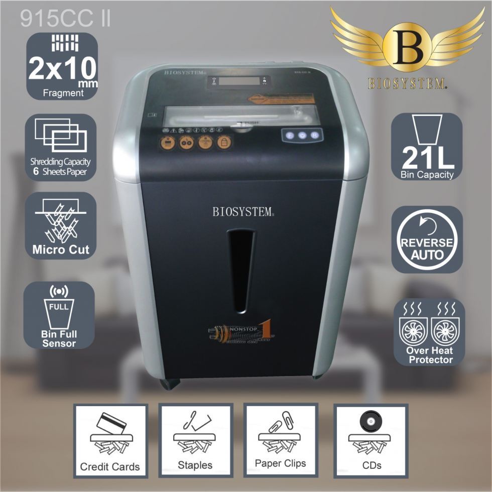 Heavy Duty Paper Shredder Biosystem 915CC II 1 hour Shred Non-Stop ...