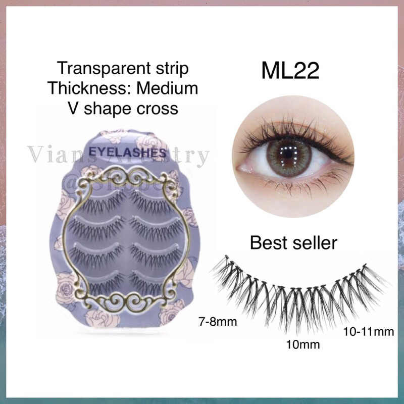 (1 , 4 Pairs) Eyelashe ML22 premium lash 假睫毛日系 透明梗自然上镜 bulu mata palsu Japanese styles | Shopee ...