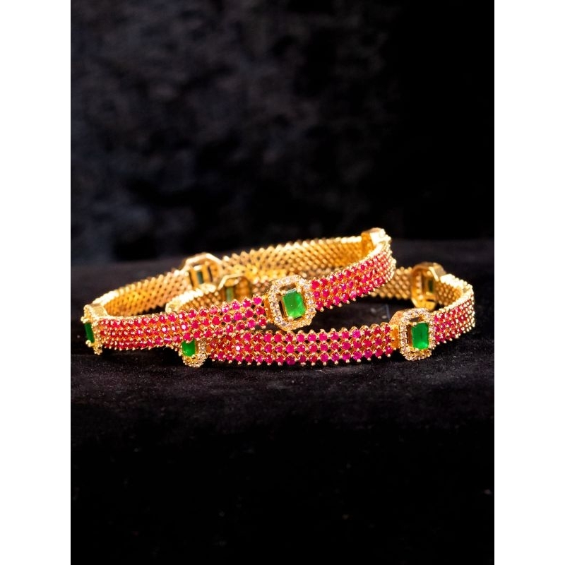 Haseenas Ruby Motif AD Stone Bangles | Shopee Malaysia