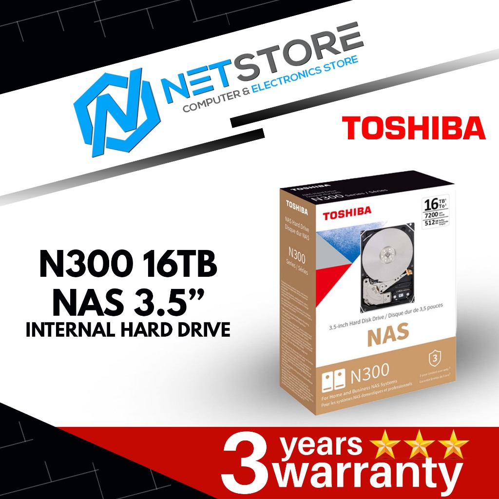 TOSHIBA N300 3.5”16TB 7200RPM 512MB INTERNAL HARD DRIVE - HDWG31GAZSTA | Shopee Malaysia