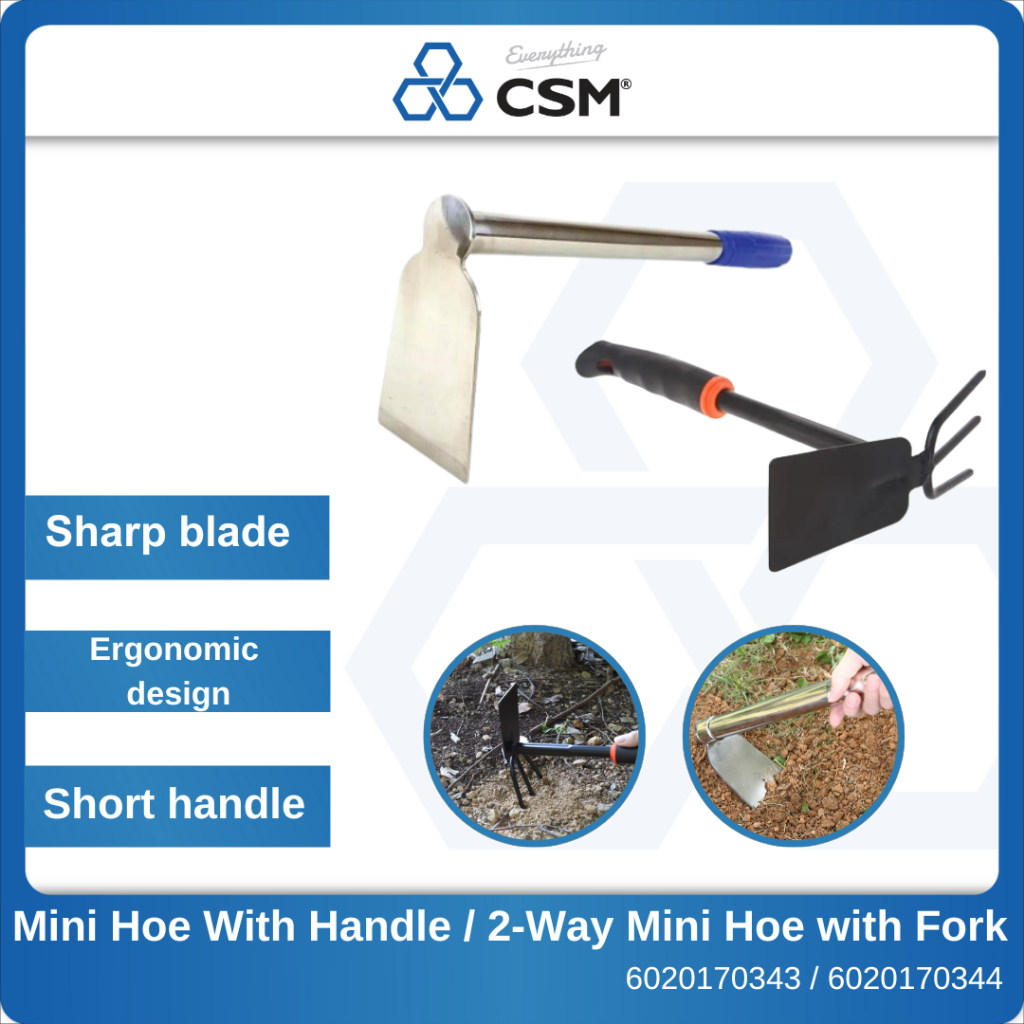 NICEFISH Mini Hoe 2-Way Fork With Handle Gardening Tools Cangkul Rumput ...