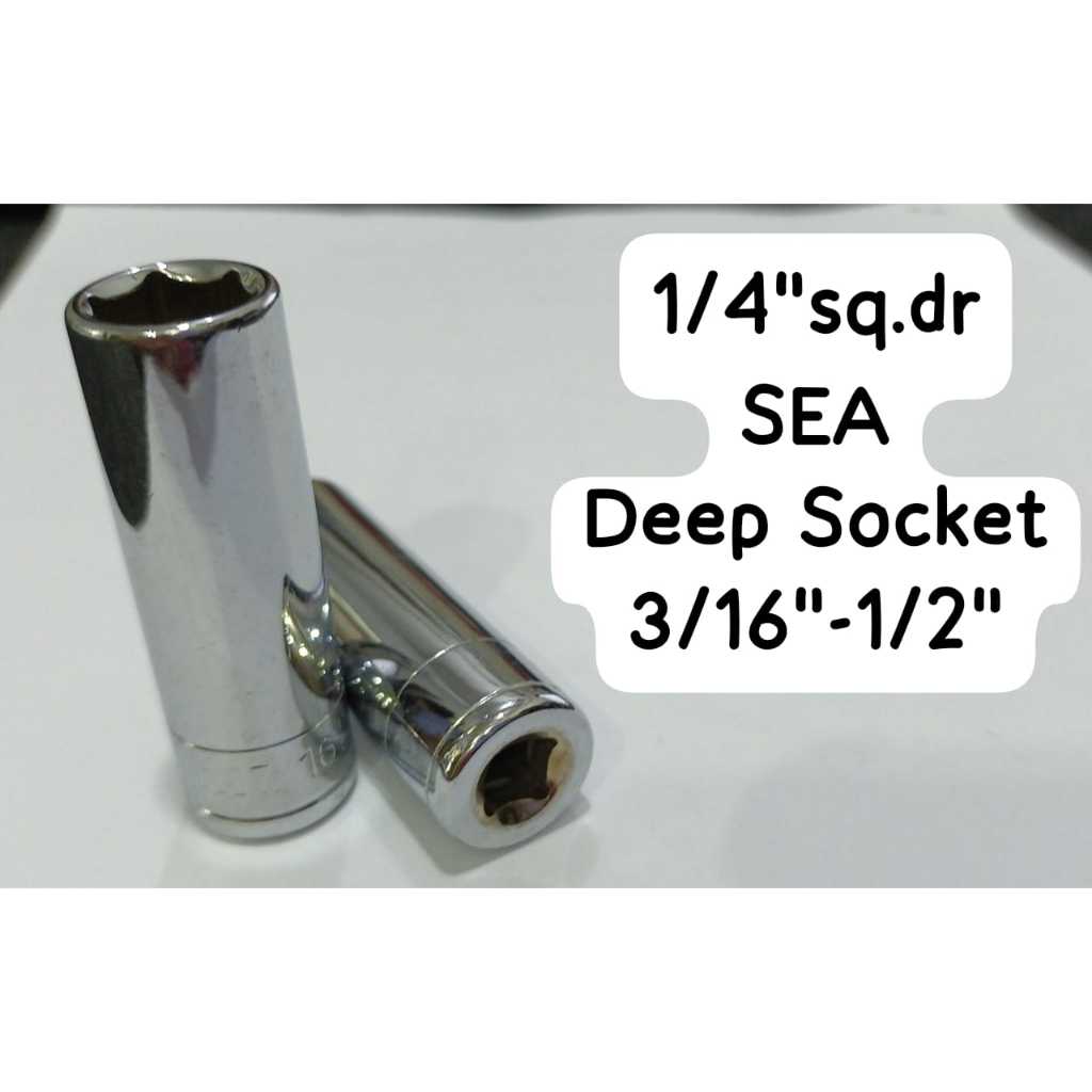 SATA 1/4" DRIVE X 6 POINT DEEP SOCKET SOCKET PANJANG 3/16"-1/2" 11201 ...