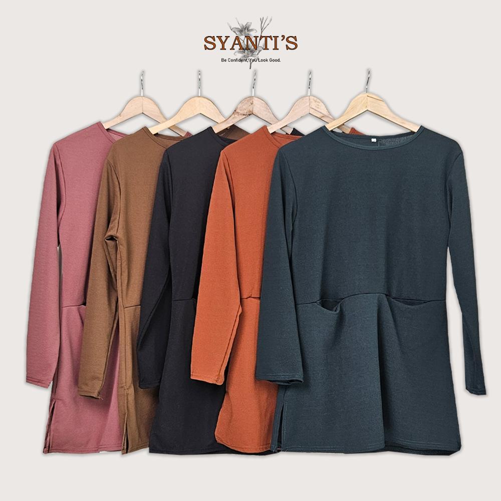 Syanti's Pocket Blouse Muslimah Simple Plain Two Pocket Long sleeve ...
