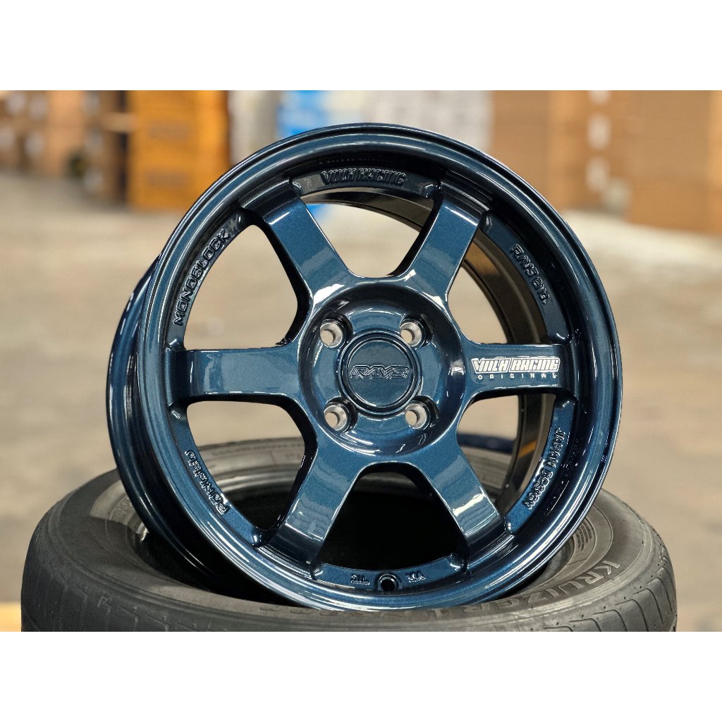 New 15x7J AOW TE37 SL Flow Formed Rim (set of 4) Gloss Blue 4x100 for Myvi Bezza Axia Saga City ...