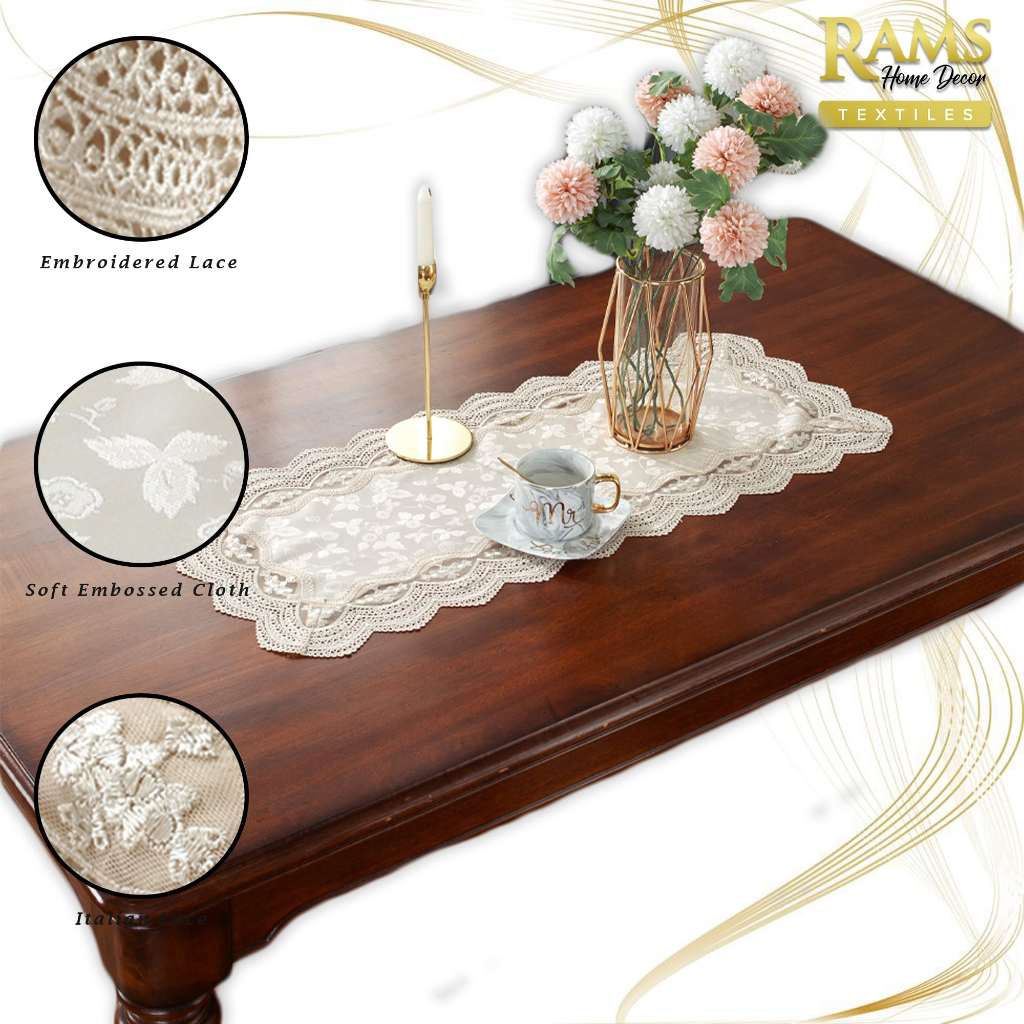 Embroidered Lace Table Runner / Dining Table Runner For 6 8 10 Seater ...