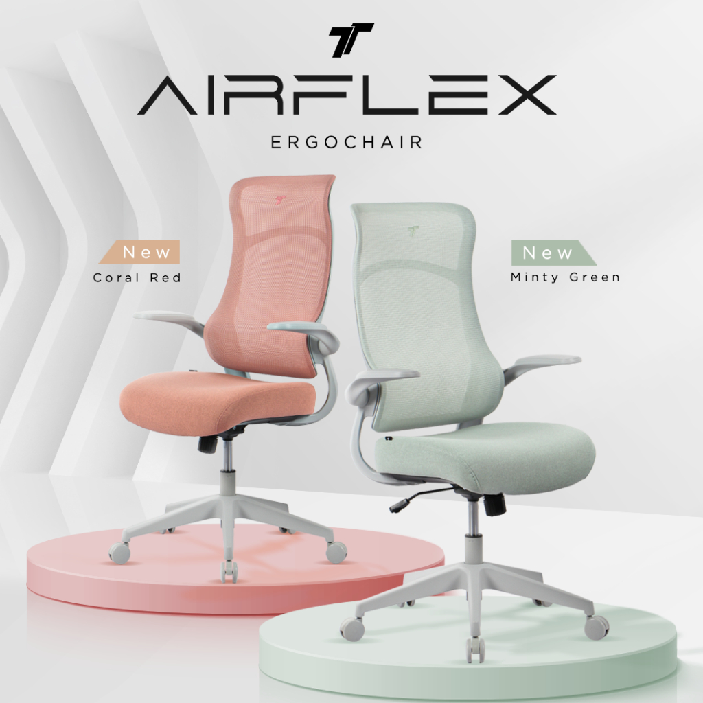 TT AIRFLEX Minty Green Coral Red Ergochair Office Chair Ergonomic Chair ...