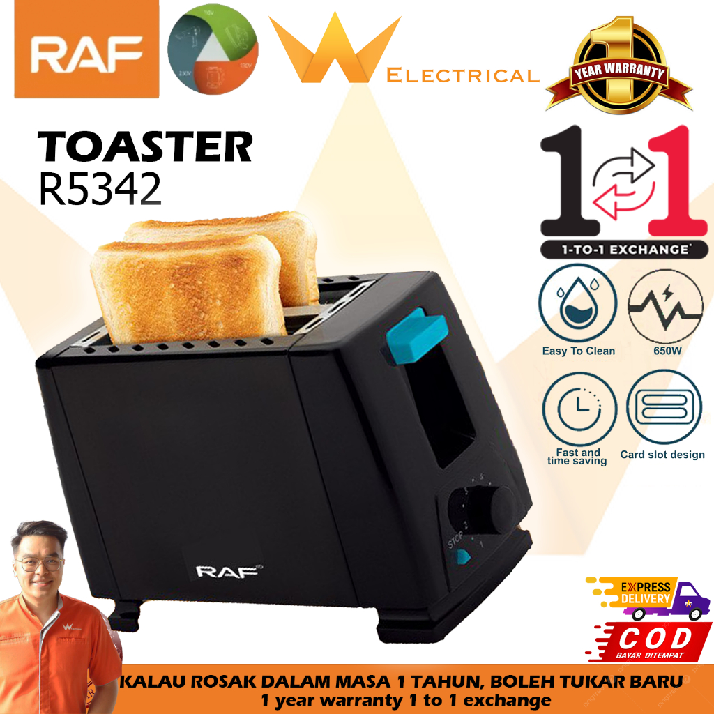 RAF Electric Toaster 1 Year Warranty 1 to 1 exchange 6 Browning Setting ...
