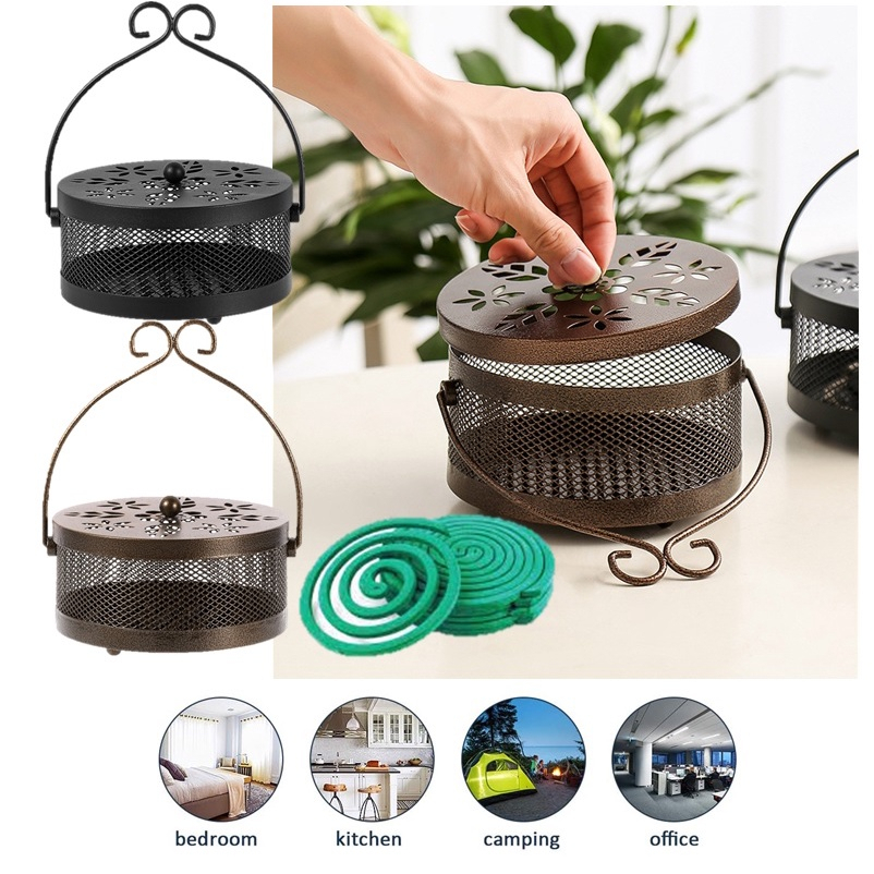 Retro Portable Iron Mosquito Coil Holder with Handle Mosquito Incense ...