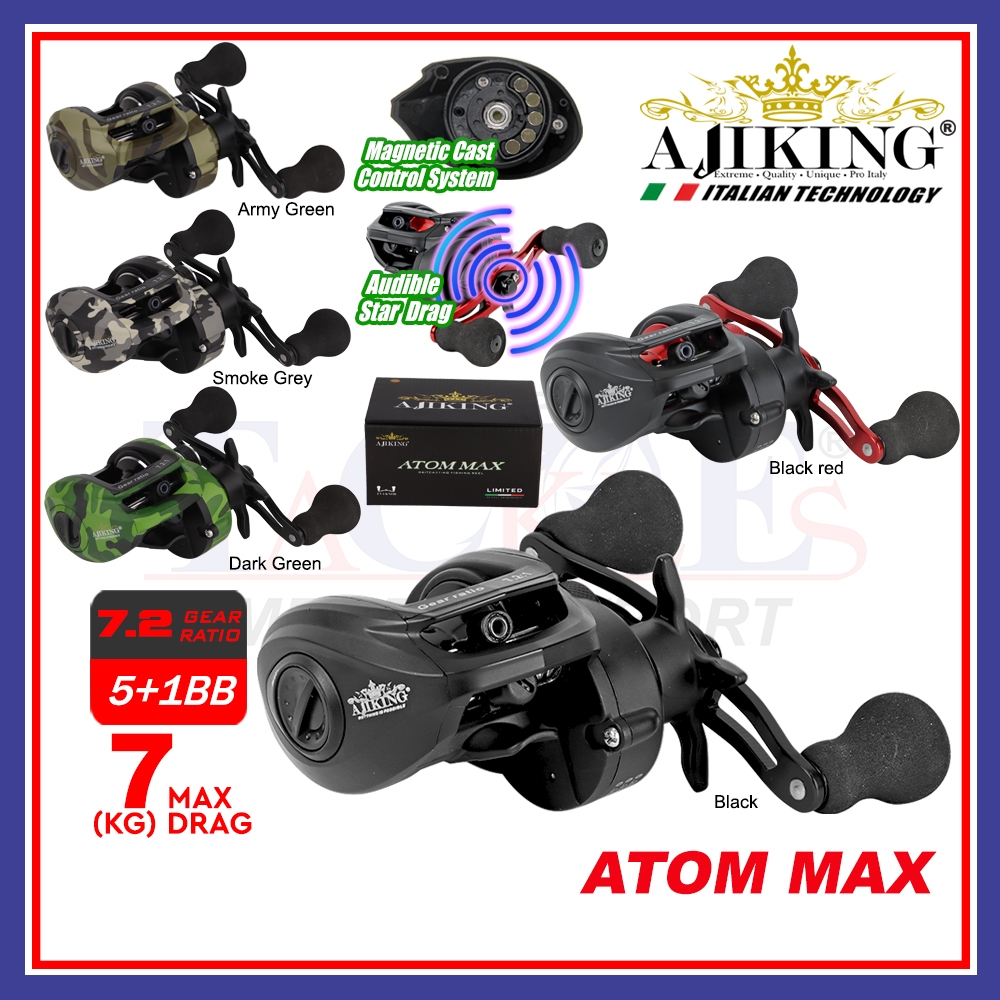 Ajiking Atom Max Mesin Pancing Baitcasting | Kelajuan Tinggi | 7kg ...