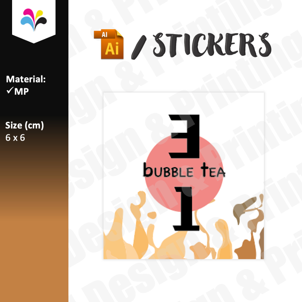 Customise bubble tea cup sticker design AI file Adobe Illustrator ...