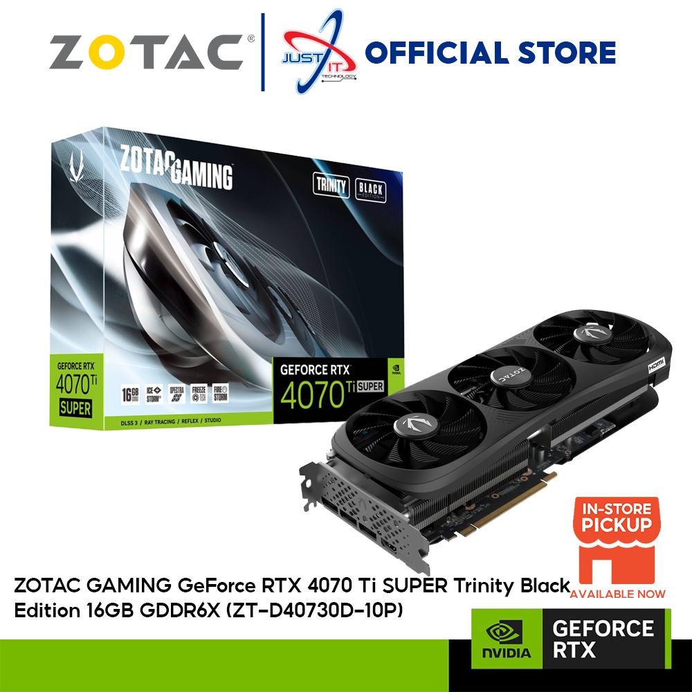 ZOTAC GAMING GEFORCE RTX4070 TI SUPER TRINITY BLACK EDITION 16GB GDDR6X GRAPHICS CARD ( ZT ...
