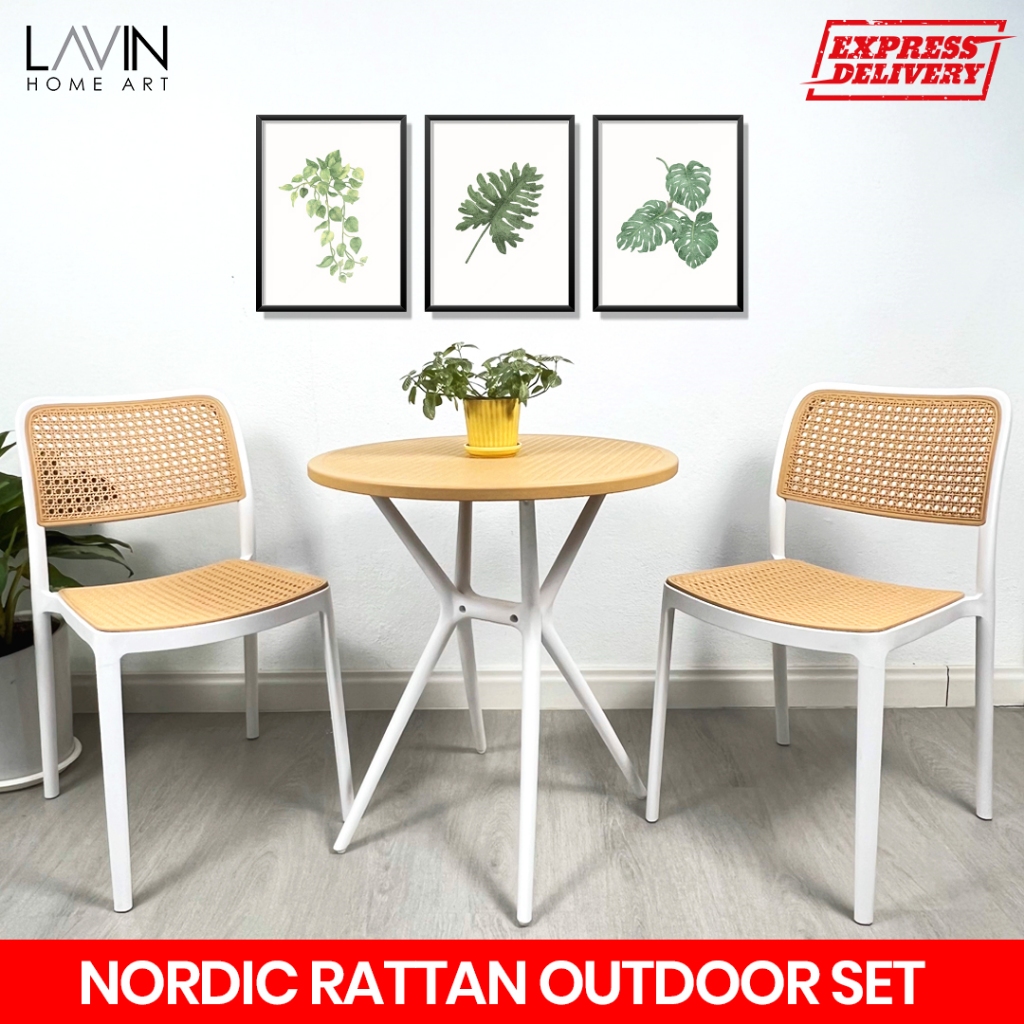 Nordic Rattan Outdoor Set / Coffee Table Set / Set Meja santai / Set ...