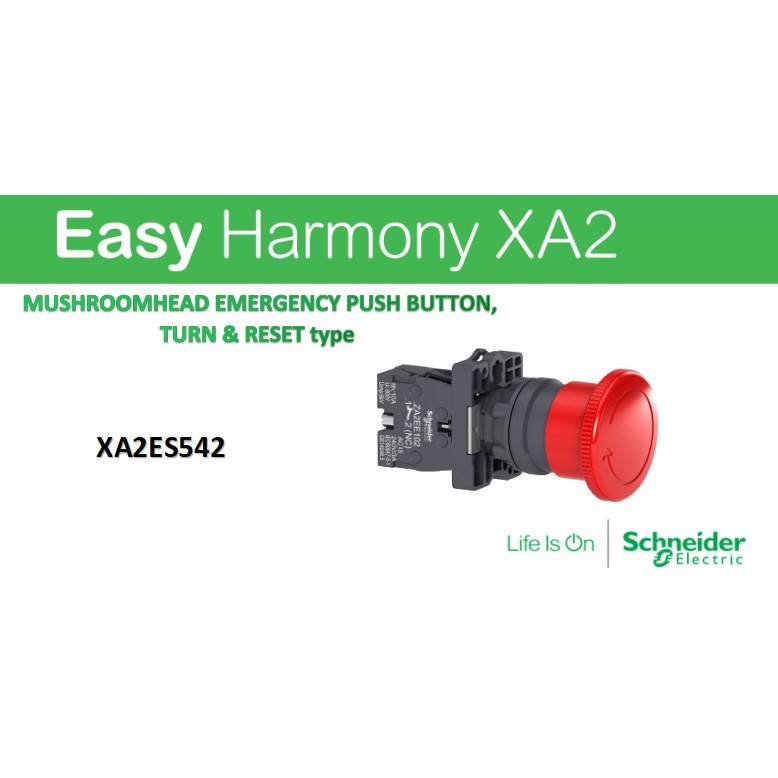 SCHNEIDER XA2 Mushroom Head Emergency Push Button, Turn & Reset type XA2ES542 | Shopee Malaysia