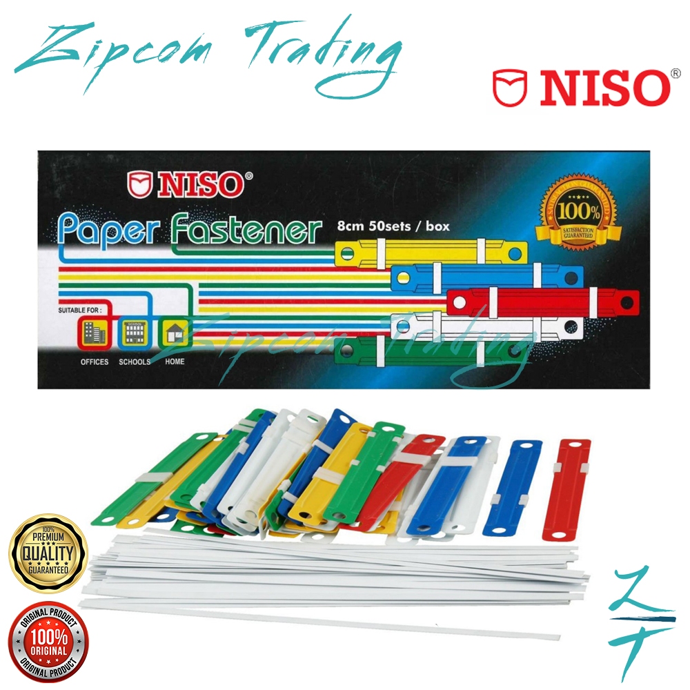 Niso Colorful Plastic Paper Fasterner (50Set/1Box) | Shopee Malaysia