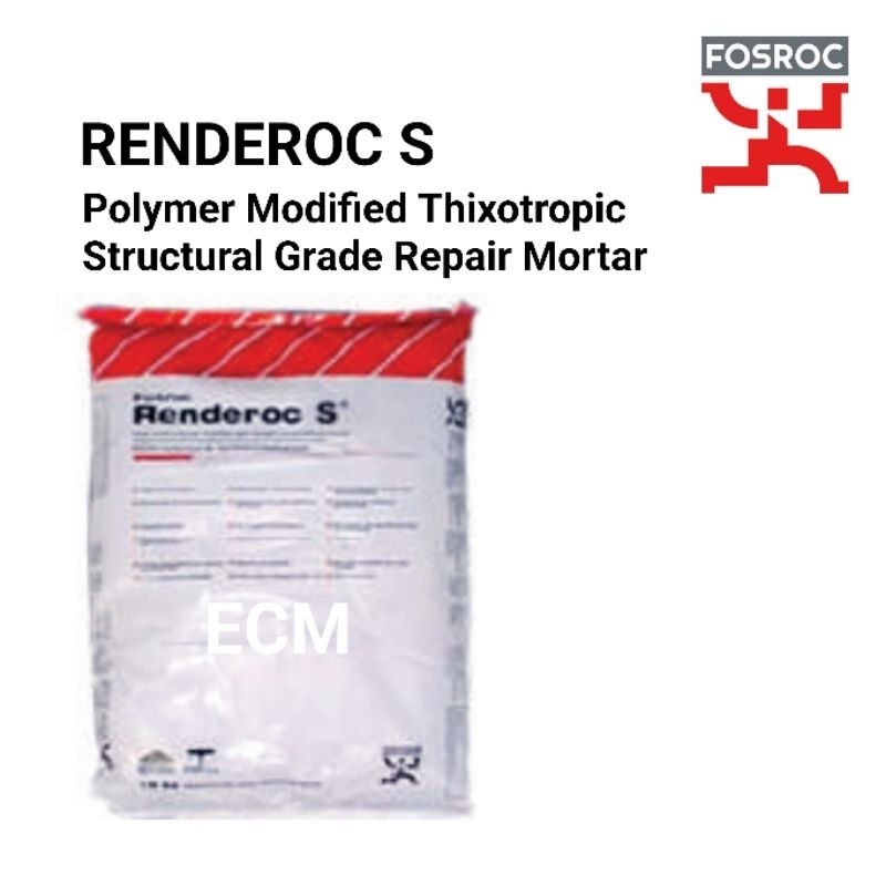 FOSROC RENDEROC S (25KG) Shrinkage Compensated, Polymer Modified Thixotropic Structural Grade ...
