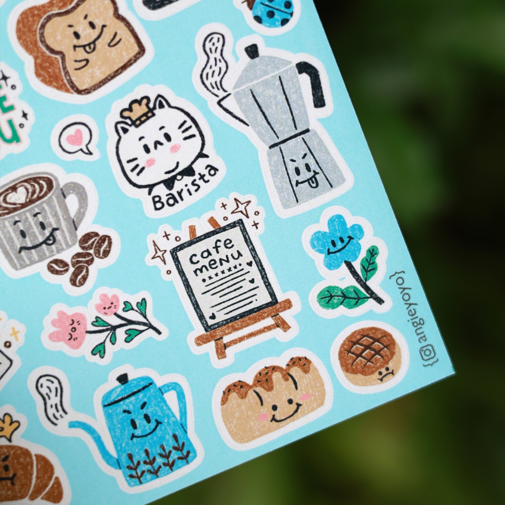 Cat Coffee Time - Cute Deco Sticker Sheet, Planner Sticker, Journal ...