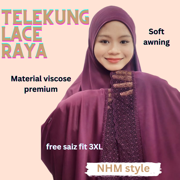 NHM Telekung Soft Awning Mukena Lace Plain (Ready Stock ) | Shopee Malaysia