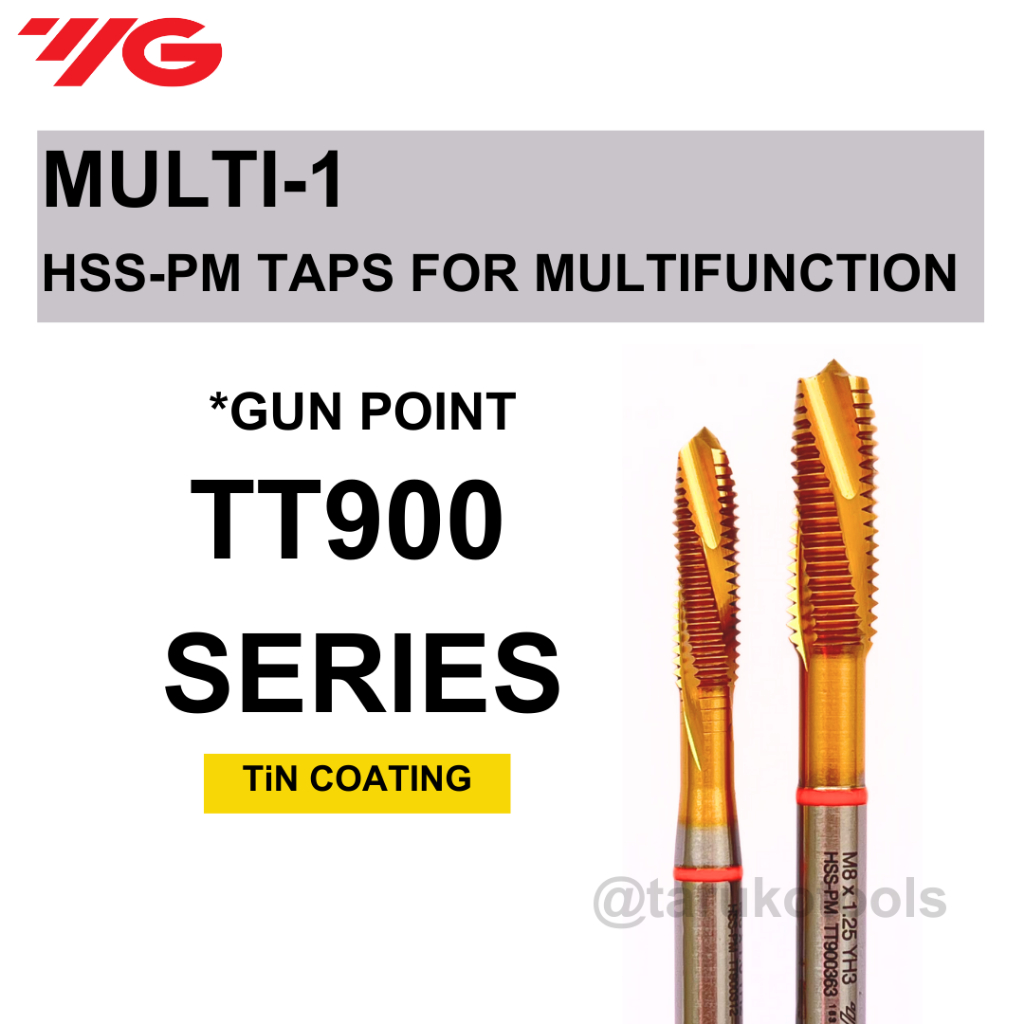 100% Original YG-1 Multi-1 Taps TiN Coating HSS-PM Machine Taps for Multifunction TT900 Series ...