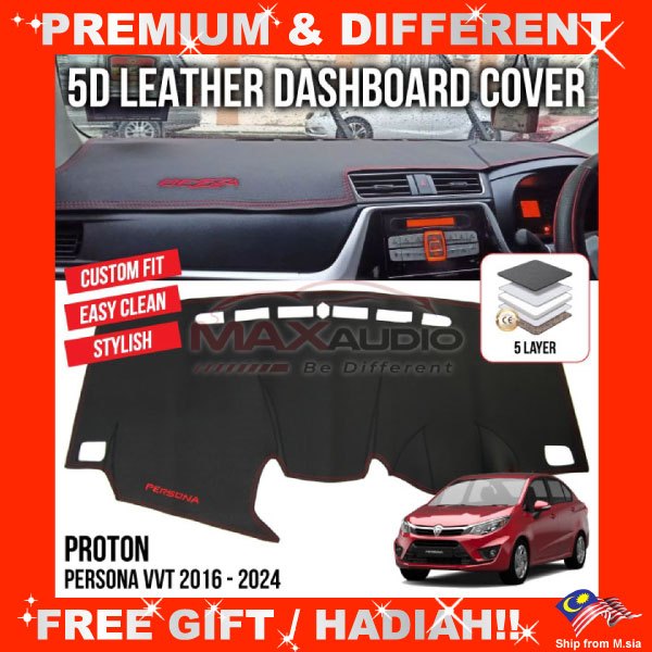 5D Leather Dashboard Cover PROTON PERSONA VVT 2016 - 2024 Cars Premium ...