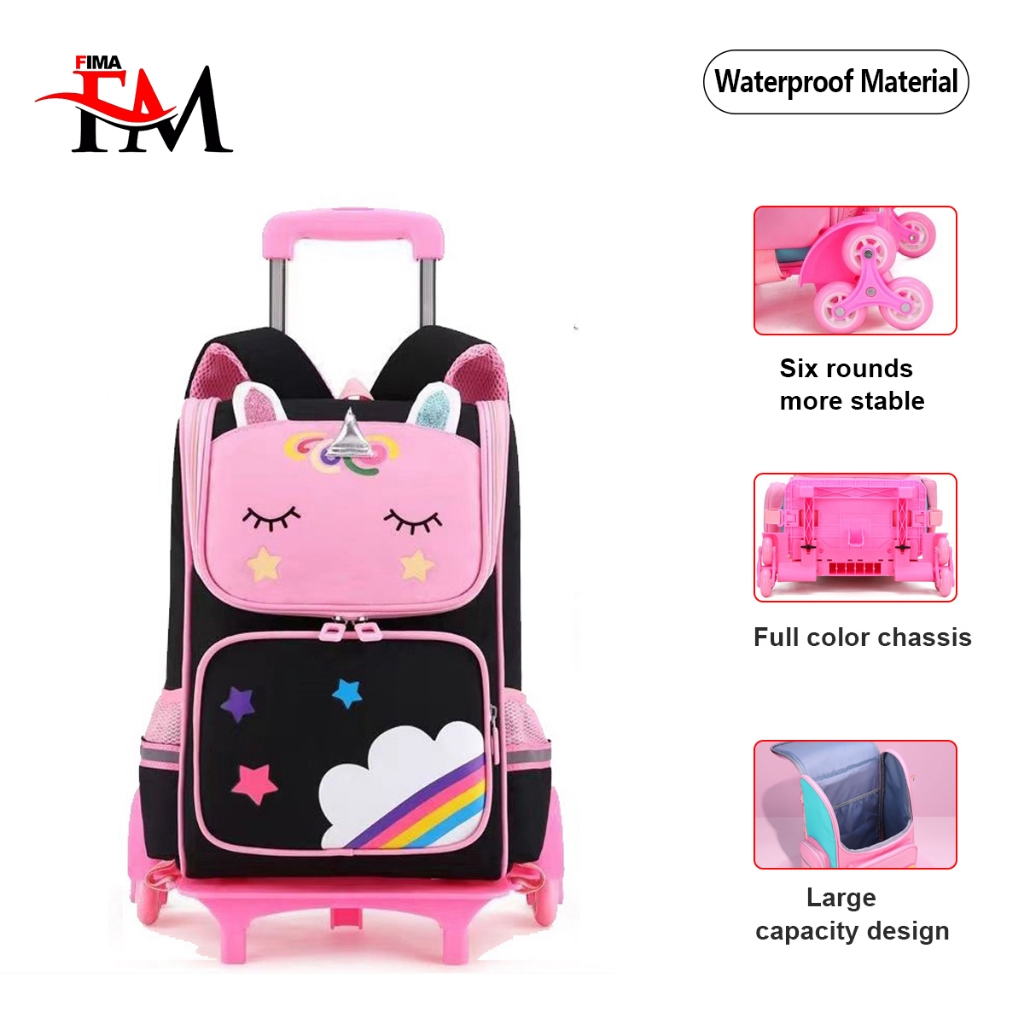 FIMA Trolley School Bag Primary Schoolbeg Sekolah Roda Perempuan Kids ...