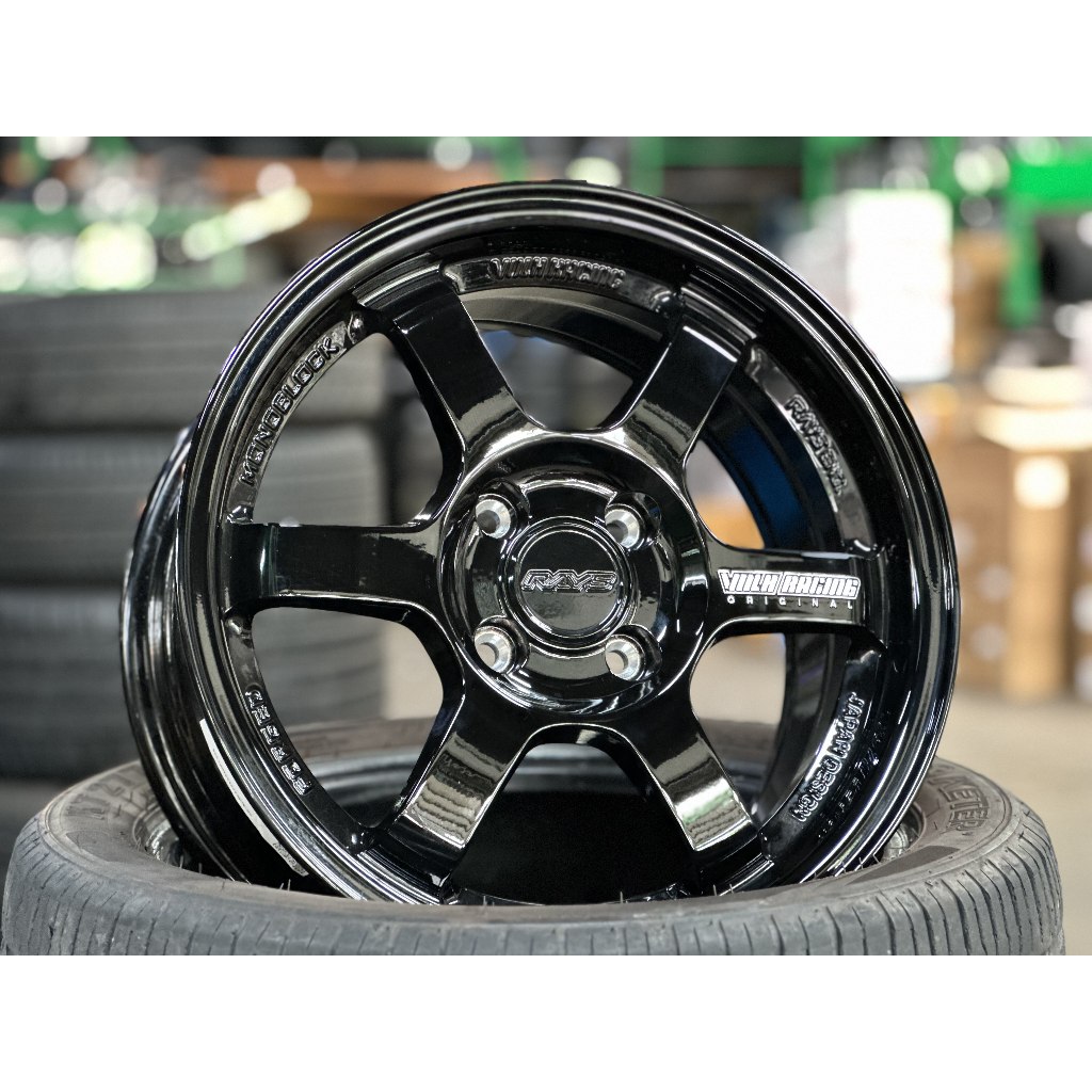 New 15x7J AOW TE37 Flow Formed Rim (set of 4) Black 4x100 for Myvi ...