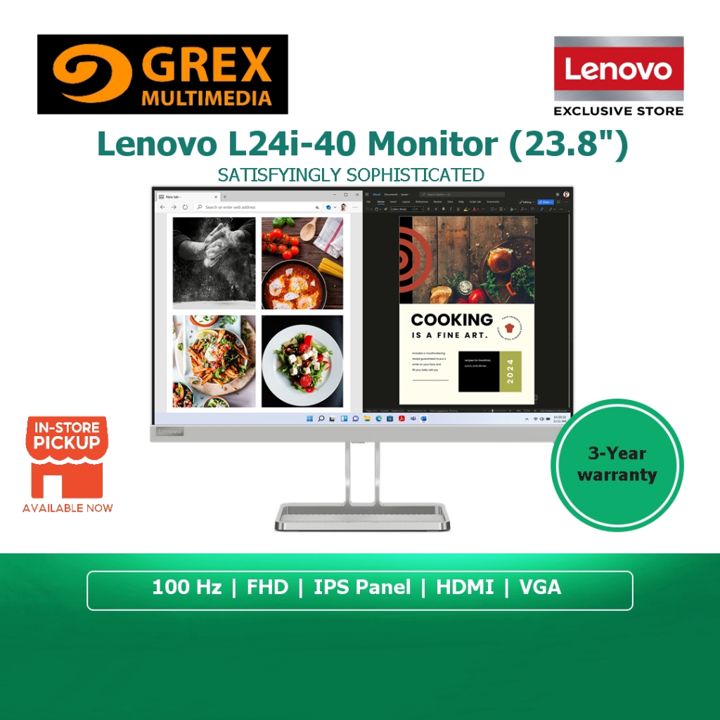 LENOVO L24I-40 23.8” OR L27I-40 27" FHD IPS MONITOR (100 Hz,AMD ...