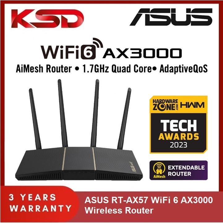 ASUS RT-AX57 WiFi 6 AX3000 Wireless Router with High Power Signal ...