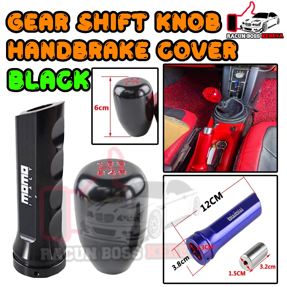 MOMO CAR ALUMINIUM 5 SPEED GEAR SHIFT KNOB + HANDBRAKE COVER UNIVERSAL ...