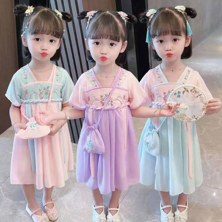 💥Ready Stock💥Girls Dress Short-Sleeved Dress with Sling Bag Children's ...