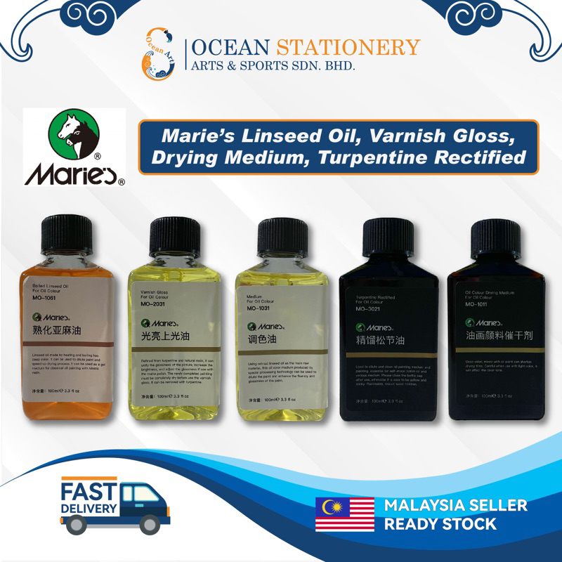 Marie‘s Linseed Oil，Varnish Gloss， Medium，Turpentine Rectified，Oli ...