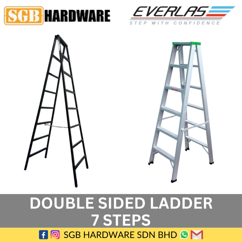 EVERLAS DS07 7 STEPS DOUBLE SIDED LADDER / HEAVY DUTY 7 STEPS DOUBLE ...