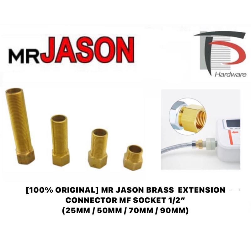 [100% ORIGINAL] MR JASON BRASS FITTING EXTENSION CONNECTOR MF SOCKET 1/ ...