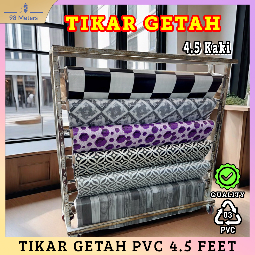 [🔥SALE ️]Tikar Getah PVC 4.5 Kaki Alas Lantai Rumah Murah Lebar 1.37M ...