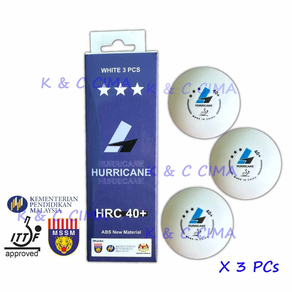 Hurricane Table Tennis Balls HRC 40+ ITTF Approved (3 Pcs) | Shopee ...