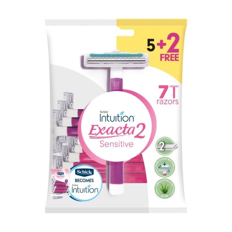 SCHICK INTUITION EXACTA 2 DISPOSABLE RAZOR SENSITIVE 7+ FREE 3 (10s ...