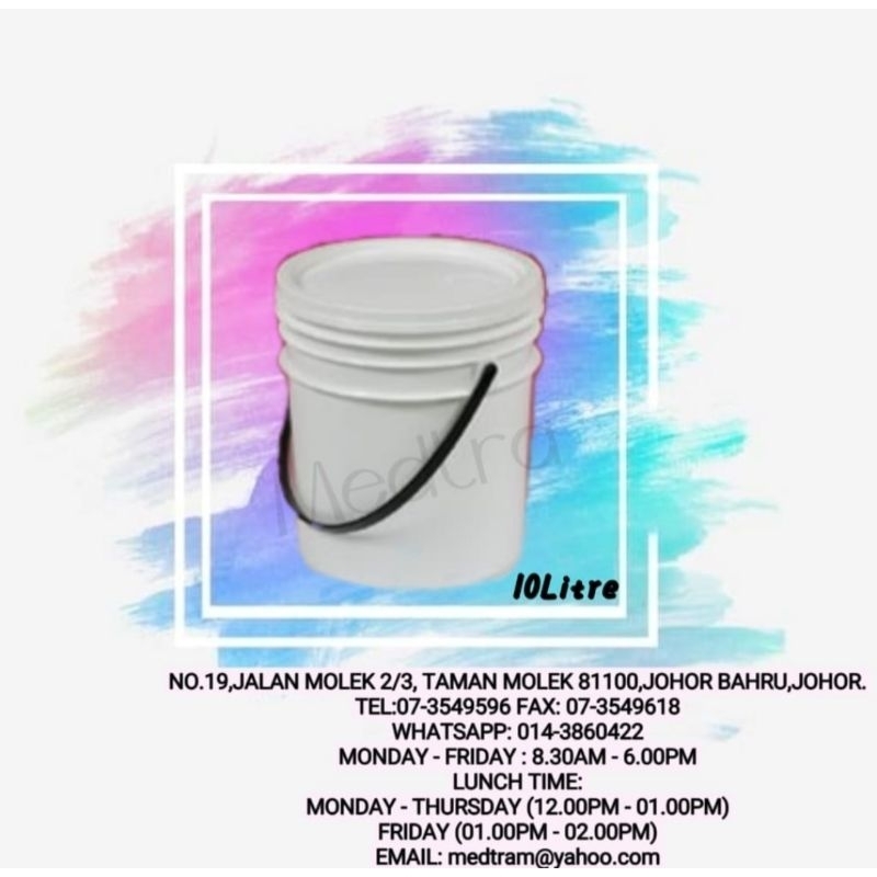 10Litre White Double Lock Industrial Round Pail | Shopee Malaysia