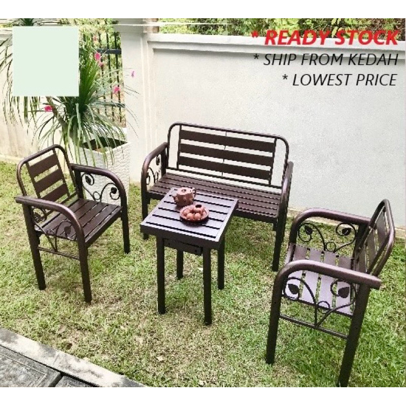 [1set 1order] Outdoor Furniture Bench Set /Long Garden Full Set/Metal ...