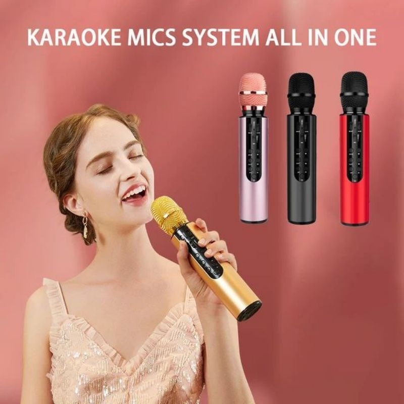 [Local Stock] Wireless Microphone Dual Speaker Karaoke Mic With Dynamic ...