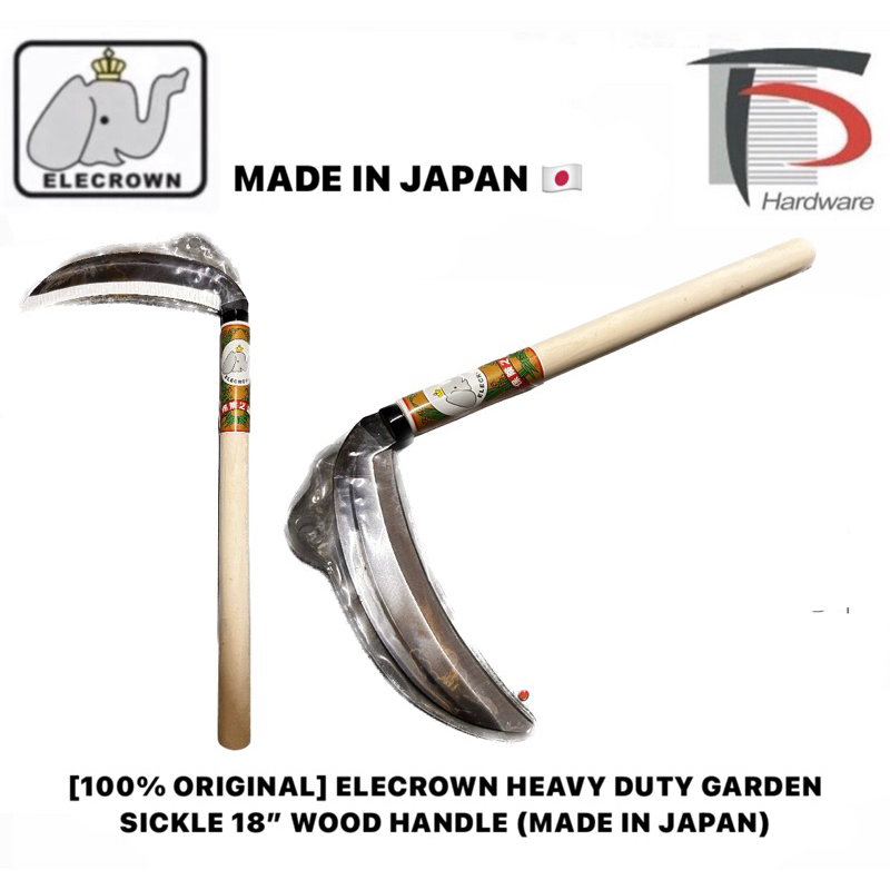 [100% ORIGINAL] ELECROWN HEAVY DUTY GARDEN SICKLE 18” WOOD HANDLE (MADE ...