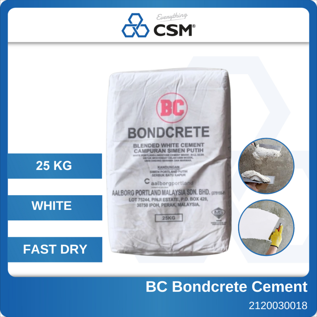 CSM BC Bondcrete White Cement Simen Puteh 25KG | Shopee Malaysia