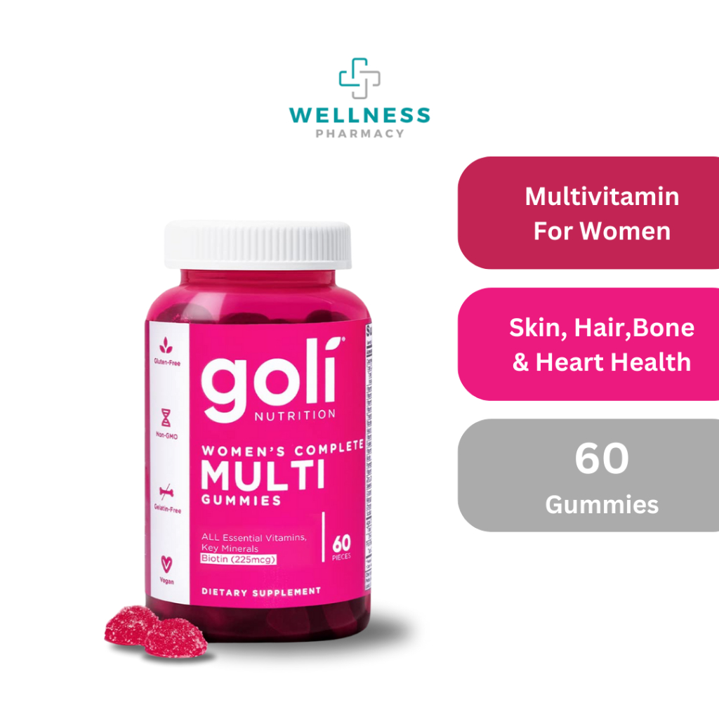 GOLI WOMAN Multivitamin Gummies 60s, 13 Essential Vitamins, Key ...